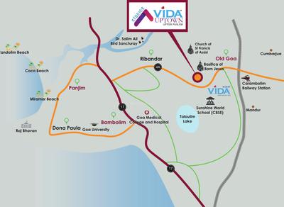 Expat Vida Uptown Goa Apartments Phase 3 Location Map Bainguinim, Goa
