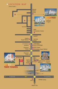 SLN Twin Towers Block A Location Map Pragathi Nagar, Hyderabad