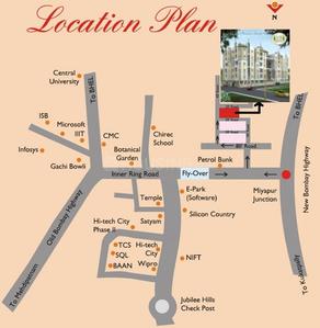 Srinilaya Adi Sarover Location Map Hafeezpet, Hyderabad