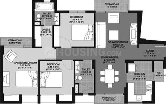 Unitech Cascades Floor Plan PI Greater Noida, Greater Noida