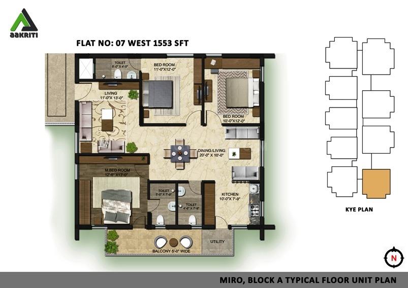 Aakriti Miro Floor Plan Gopanapalli, Hyderabad