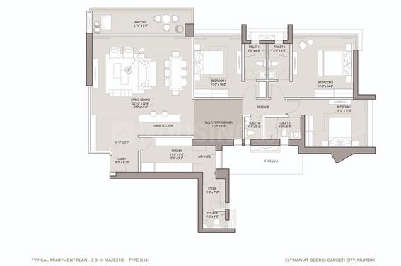 Oberoi Elysian Tower A Floor Plan Goregaon East, Mumbai